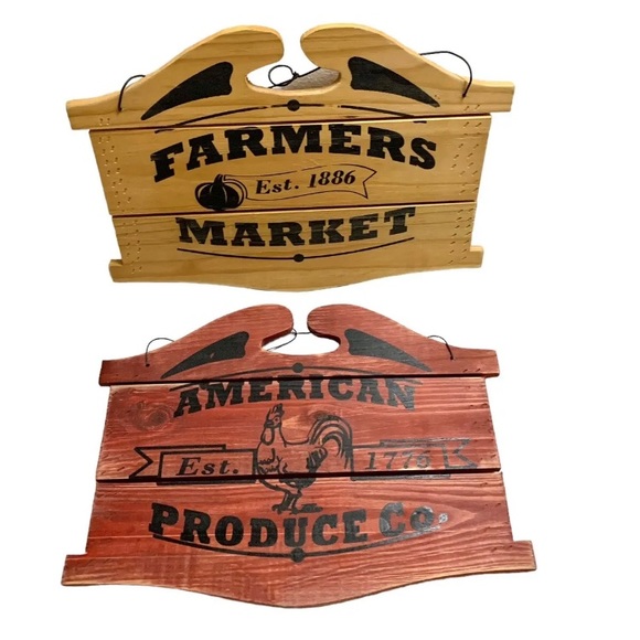 Wall Decor | 2 Farmers Market American Produce Stand Signs Wood Tavern ...